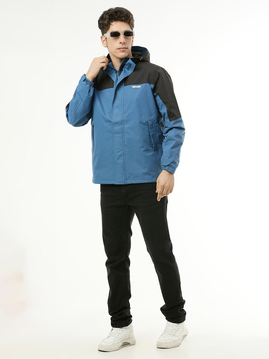 MonsoonShield Black Blue Rain Jacket For Men - ZRS012