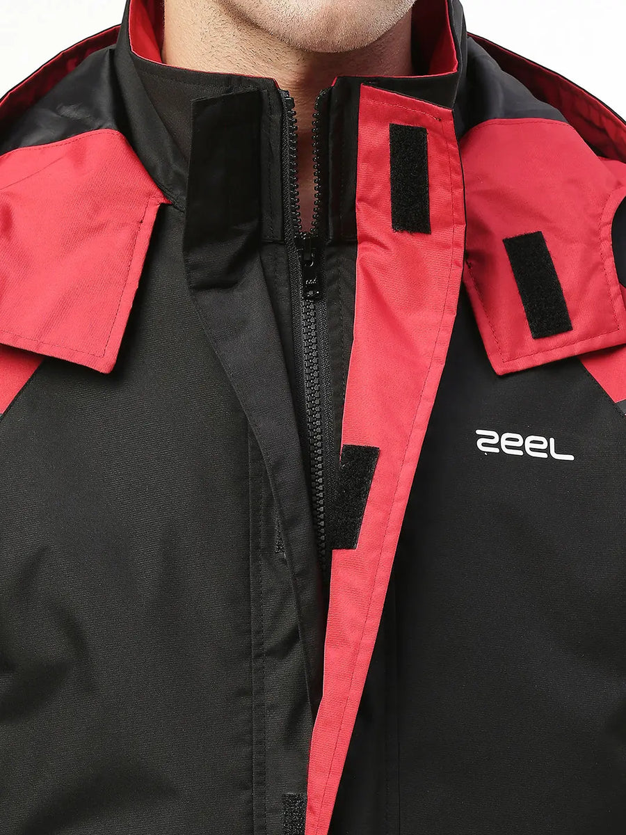 Zeel Go Hike Black & Red Rainsuit - JS508
